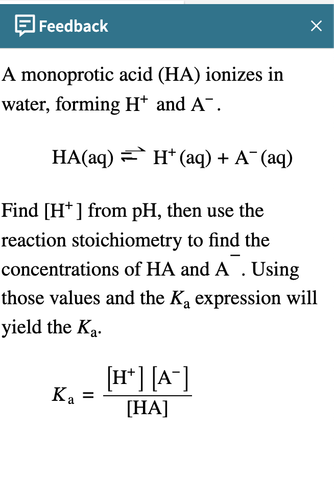Solved Enough of a monoprotic acid is dissolved in water to | Chegg.com