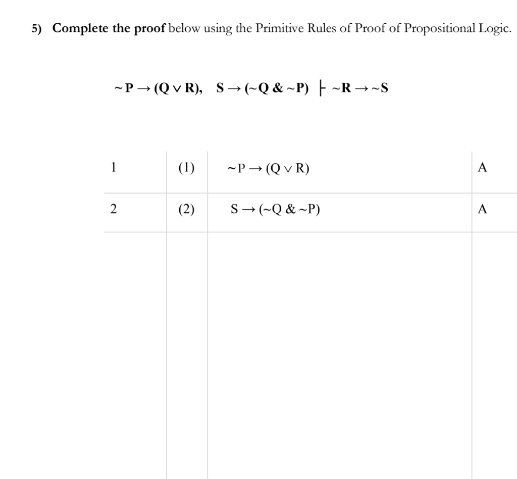 Solved 5) Complete the proof below using the Primitive Rules | Chegg.com