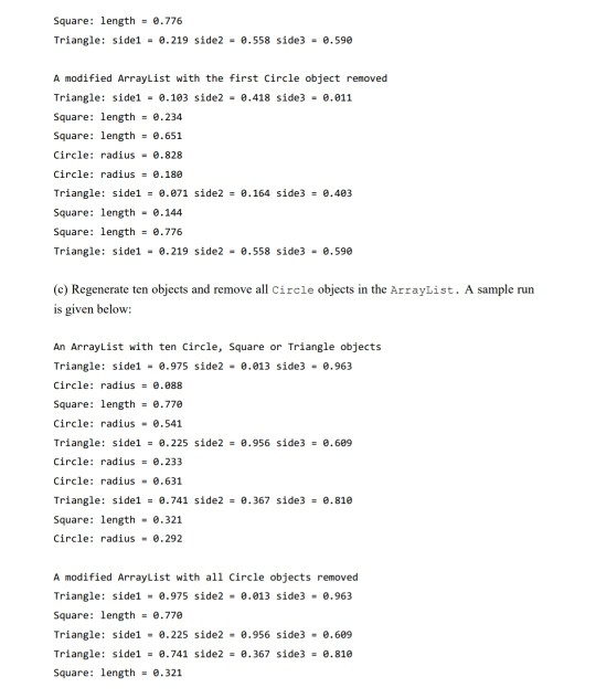 Solved Problem 1: (a) Use an ArrayList to contain 10 | Chegg.com