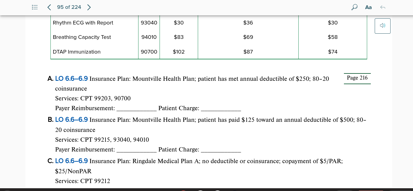 Solved 습 Service CPT Usual Charge Mountville Health Plan | Chegg.com