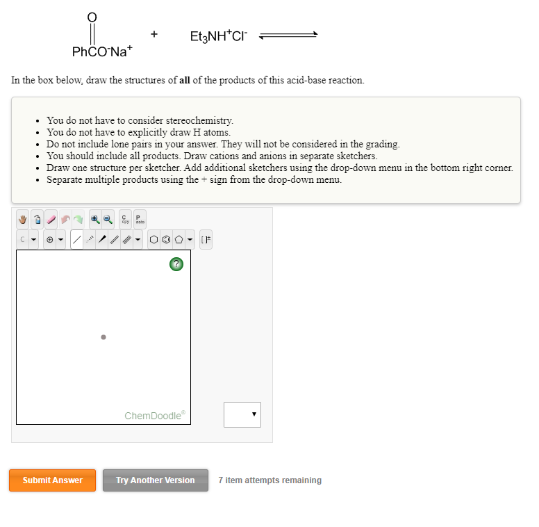 Et3NH Cl PhCoNa In the box below, draw the structures | Chegg.com