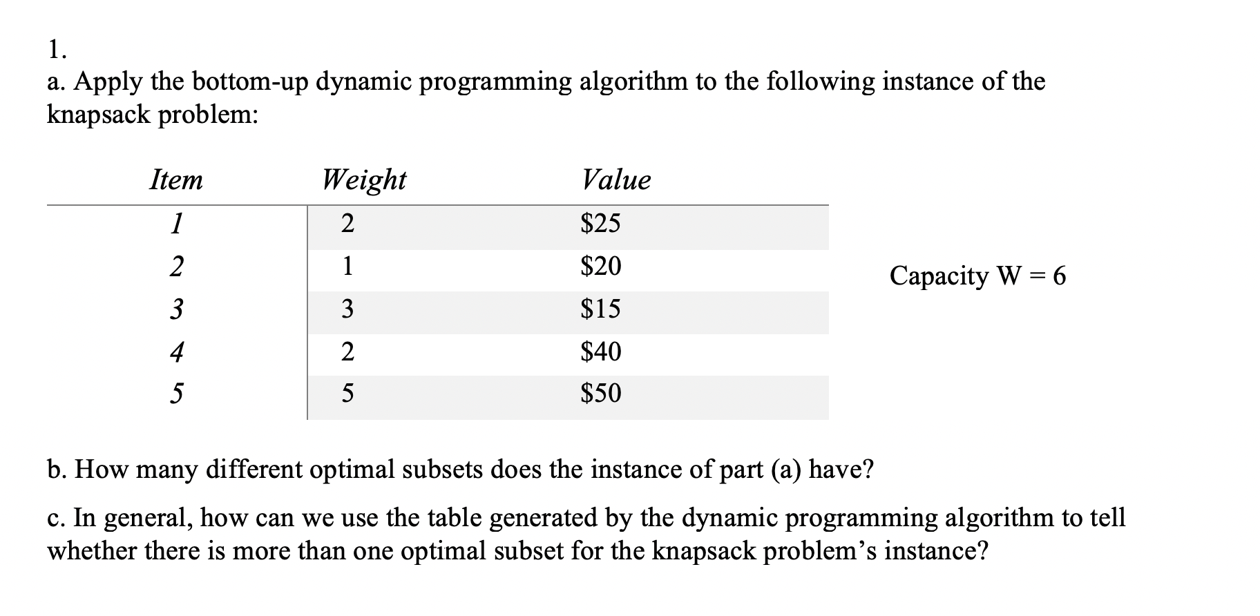 Solved Solve the fractional knapsack problem in Homework 6 | Chegg.com