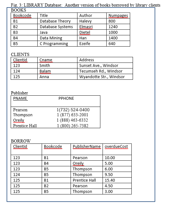 Solved Using the Library Database of Fig. 3, answer the | Chegg.com