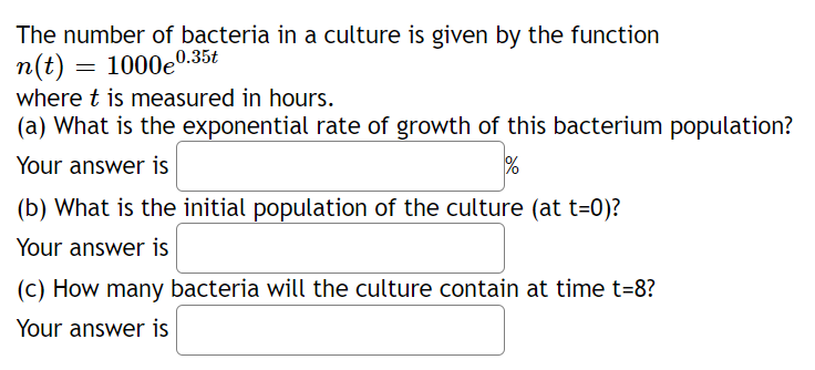 Solved A population of bacteria is growing according to the | Chegg.com