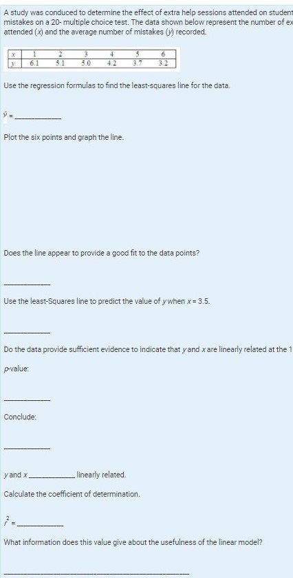 Solved A study was conduced to determine the effect of extra | Chegg.com