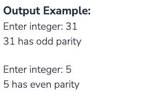 Solved Create a function called find Parity that takes in an | Chegg.com