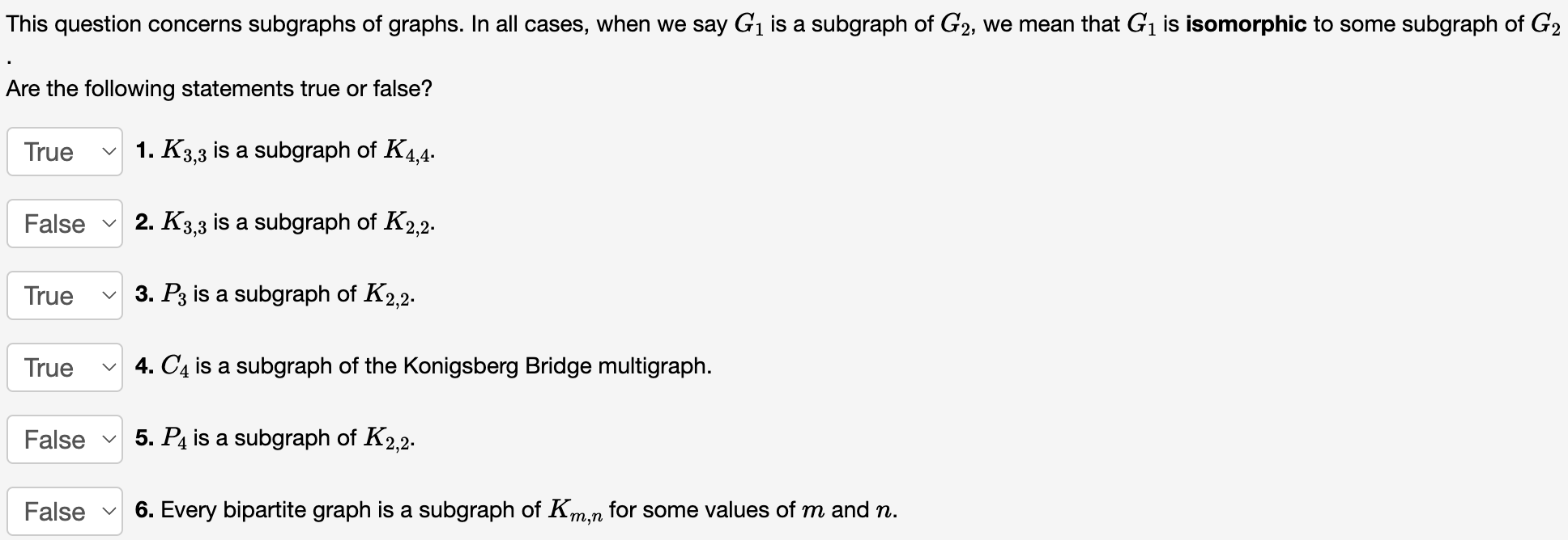 Solved This question concerns subgraphs of graphs. In all | Chegg.com