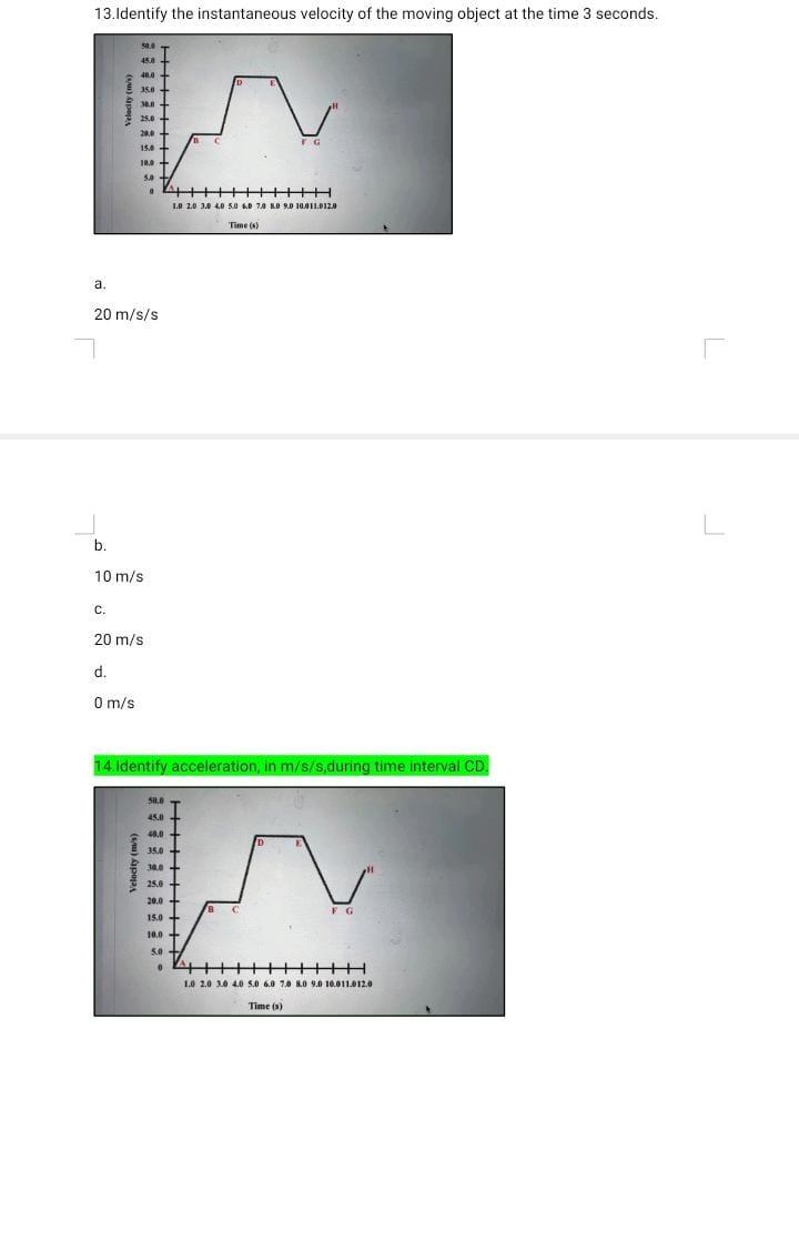 Solved 13.Identify the instantaneous velocity of the moving | Chegg.com