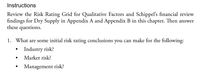 APPENDIX A: RISK RATING GRID FOR QUALITATIVE FACTORS | Chegg.com