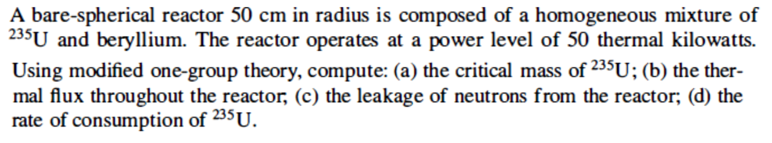 Solved A bare-spherical reactor 50 cm in radius is composed | Chegg.com