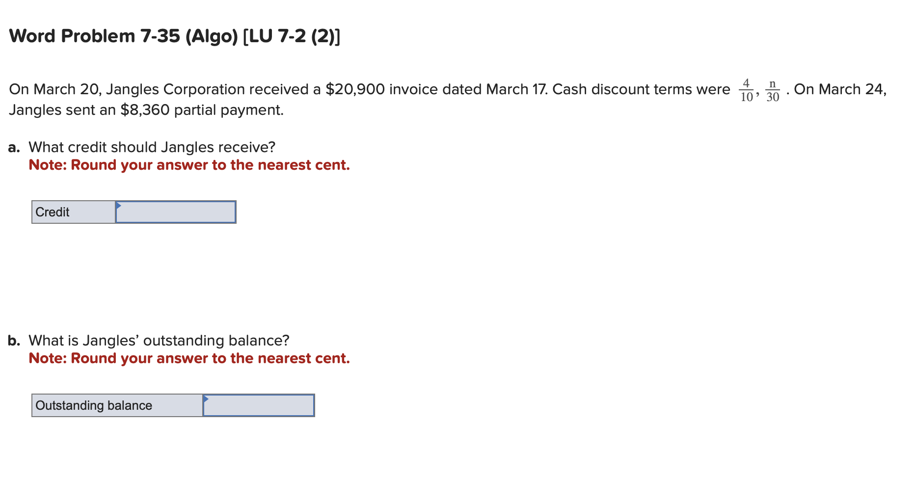 Solved Word Problem 7-35 (Algo) [LU 7-2 (2)]On March 20, | Chegg.com