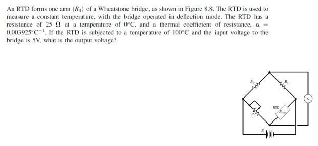 Solved An RTD forms one arm (R4) of a Wheatstone bridge, as | Chegg.com