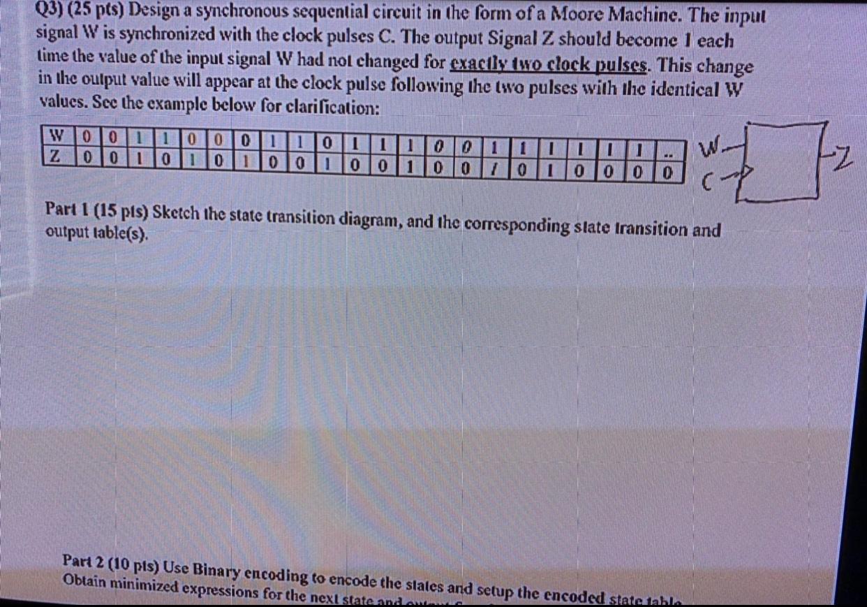 Solved 03) (25 pts) Design a synchronous sequential circuit | Chegg.com