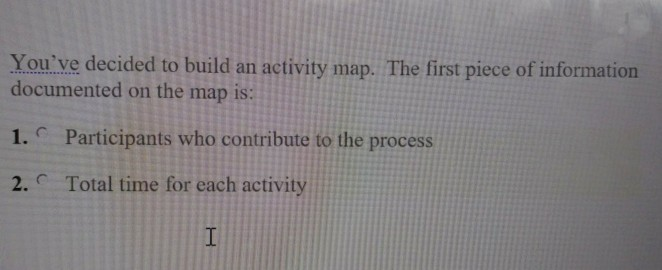 Solved You've decided to build an activity map. The first | Chegg.com