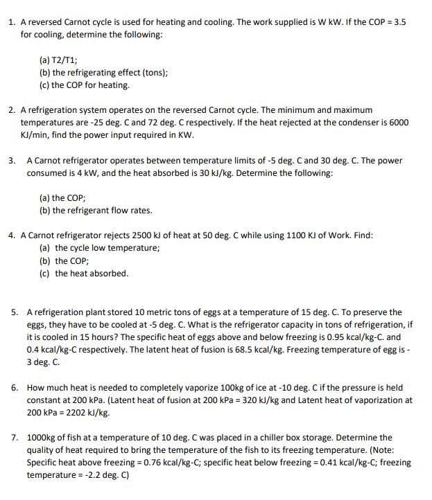 Solved 1. A reversed Carnot cycle is used for heating and | Chegg.com