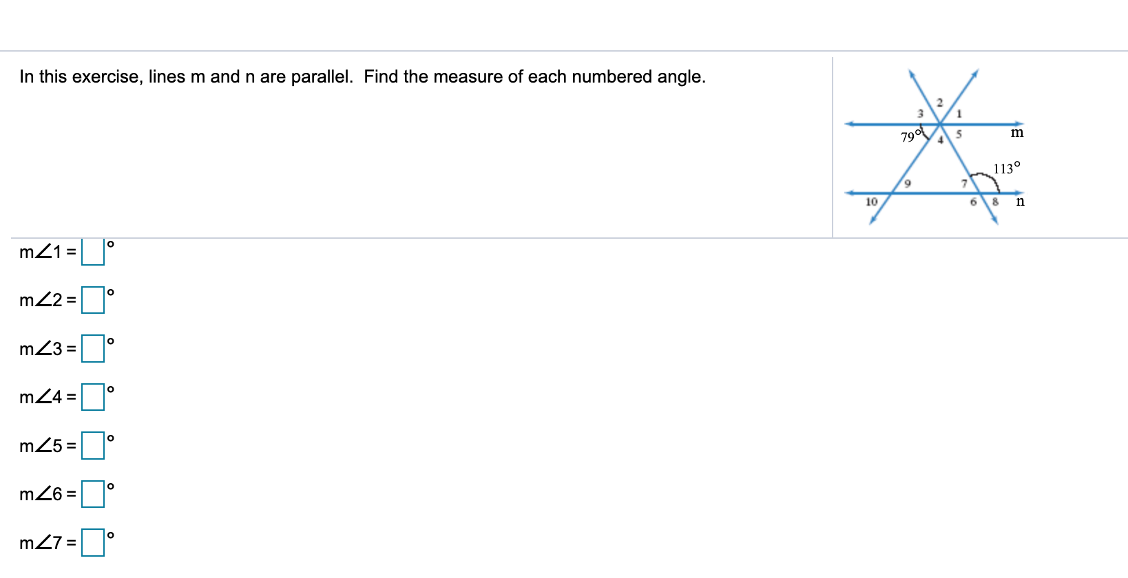 Solved In this exercise, lines m and n are parallel. Find | Chegg.com