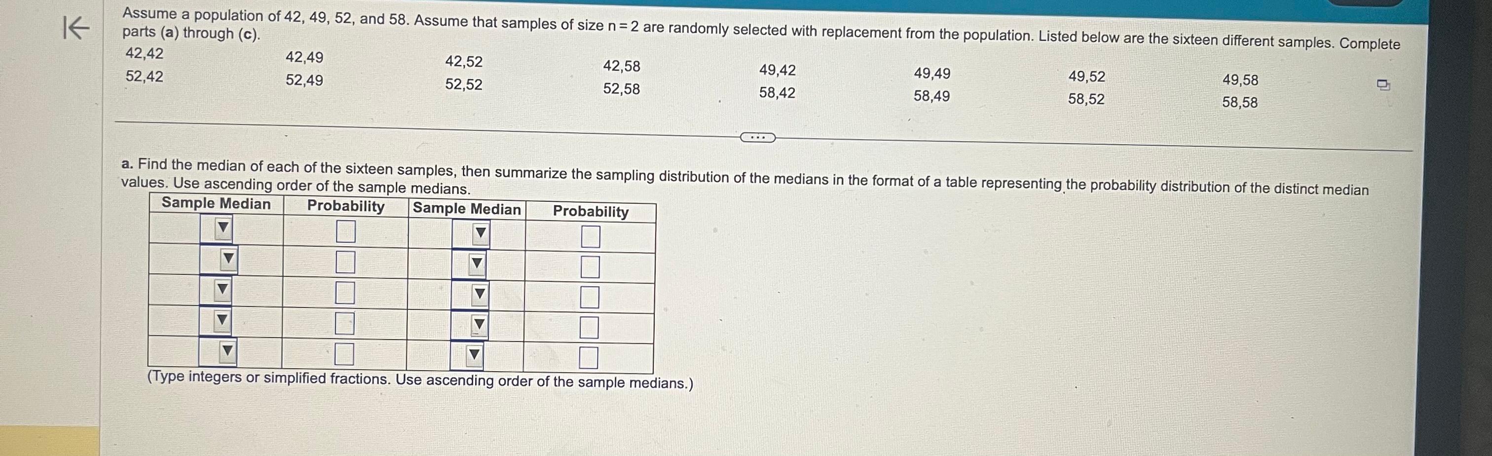Solved parts (a) through (c). values. Use ascending order of | Chegg.com