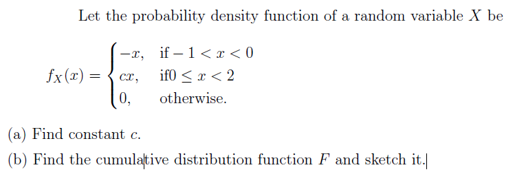 Solved Let the probability density function of a random | Chegg.com