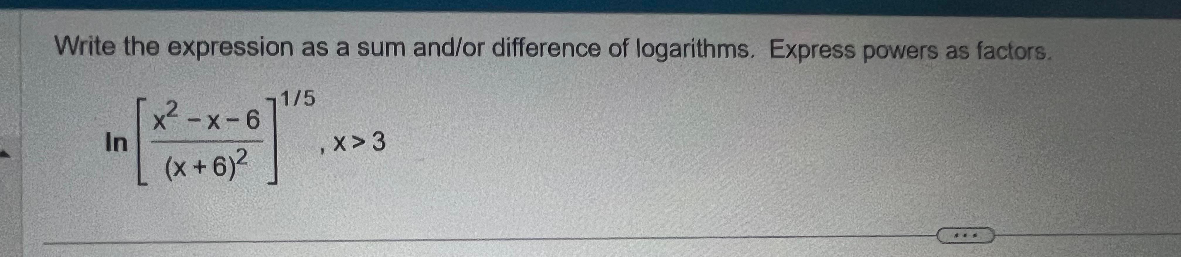 Solved Write the expression as a sum and/or difference of | Chegg.com