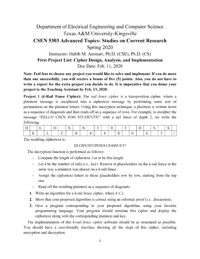 Solved Department of Electrical Engineering and Computer | Chegg.com