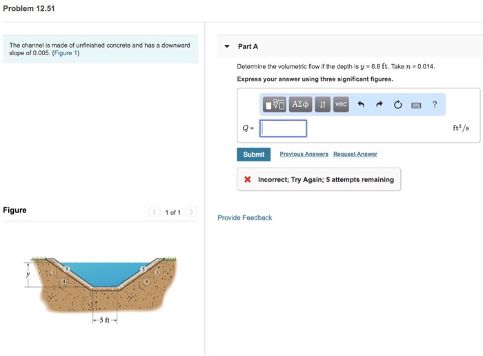Solved Determine the volumetric flow rate if the depth is | Chegg.com