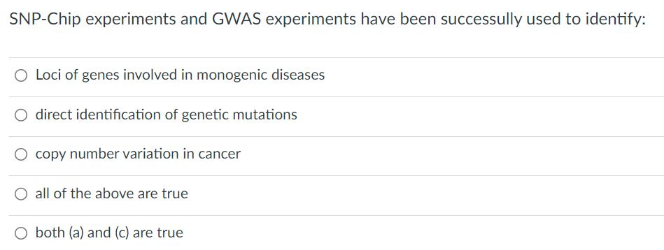 Solved SNP-Chip experiments and GWAS experiments have been | Chegg.com