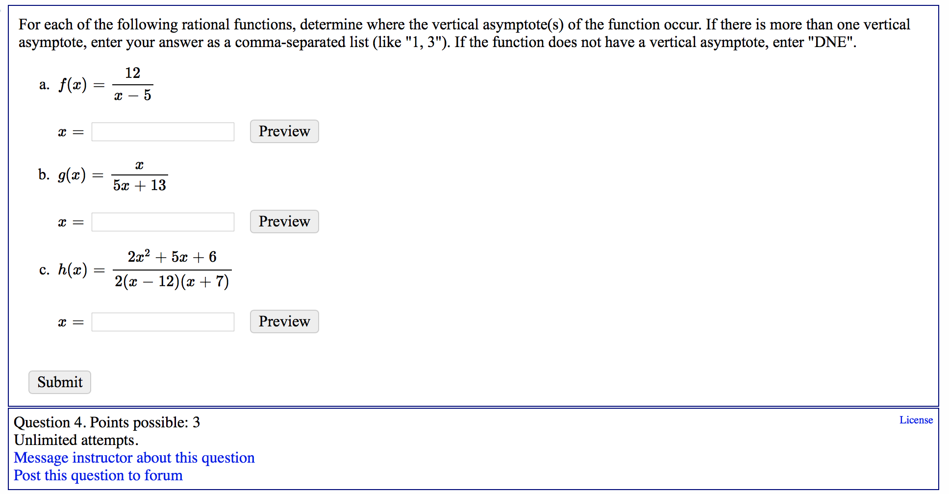 Solved For each of the following rational functions, | Chegg.com