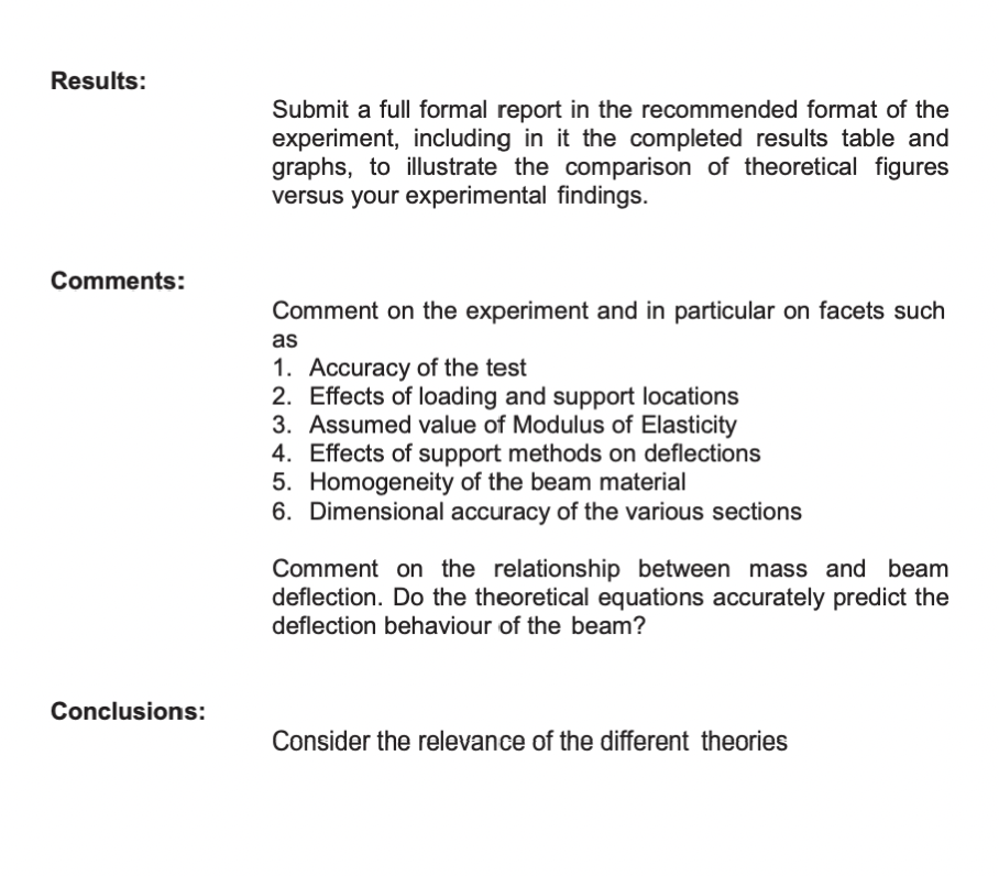 Solved HELP ASAP WITH EXPERIMENT 3 TABLE 3 USING MOMENT AREA | Chegg.com