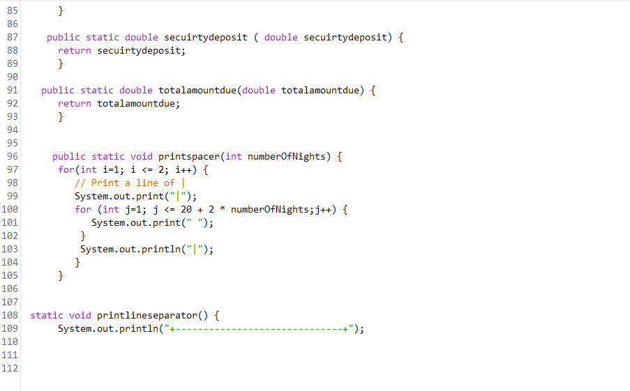Solved System.out.println("| Secuirty Deposti: \( \$ "+ | Chegg.com
