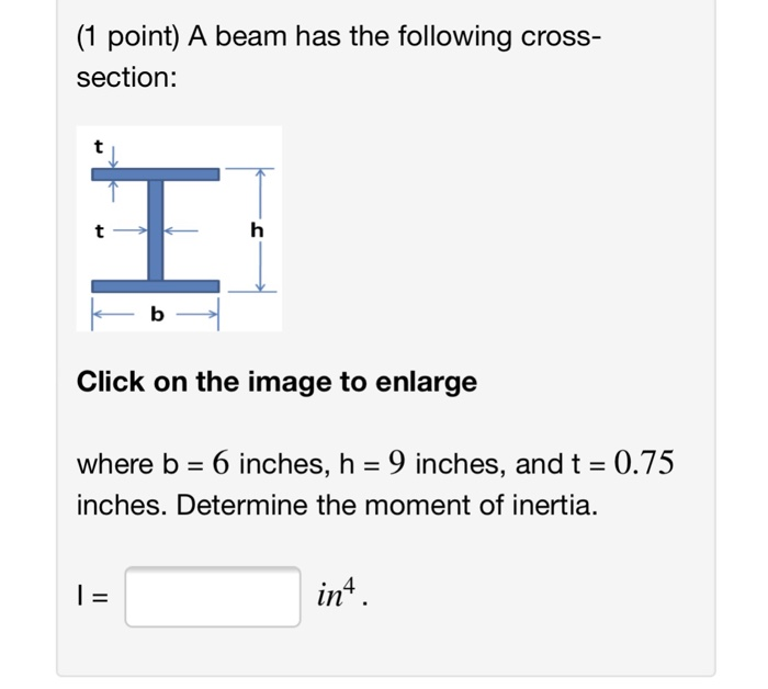 Solved (1 point) A beam has the following cross- section: | Chegg.com