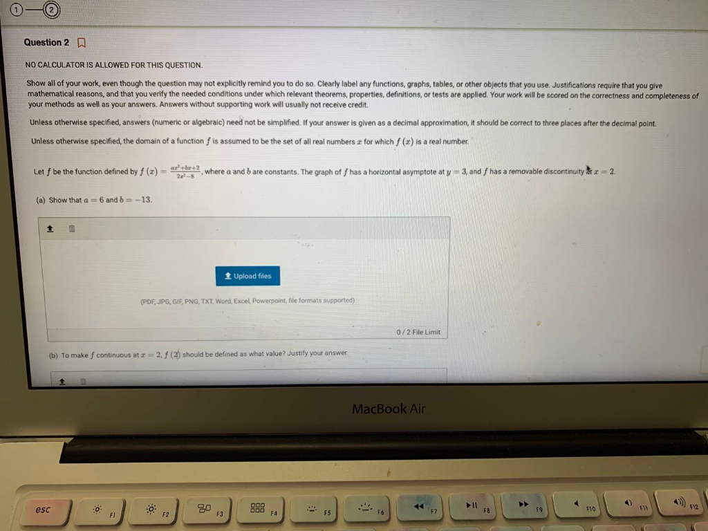 Solved Question 2 NO CALCULATOR IS ALLOWED FOR THIS | Chegg.com