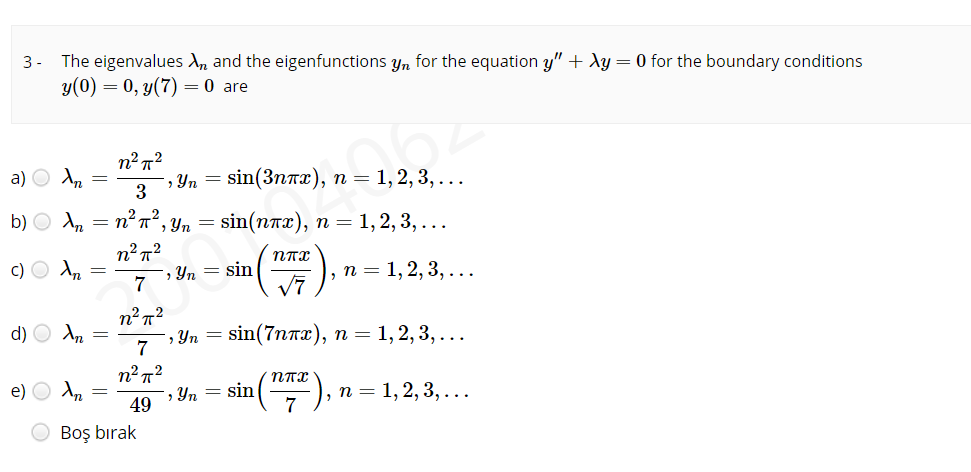 Solved 3 - The eigenvalues λn and the eigenfunctions yn for | Chegg.com