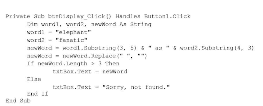 Solved Private Sub btnDisplay Click() Handles Buttonl.click | Chegg.com