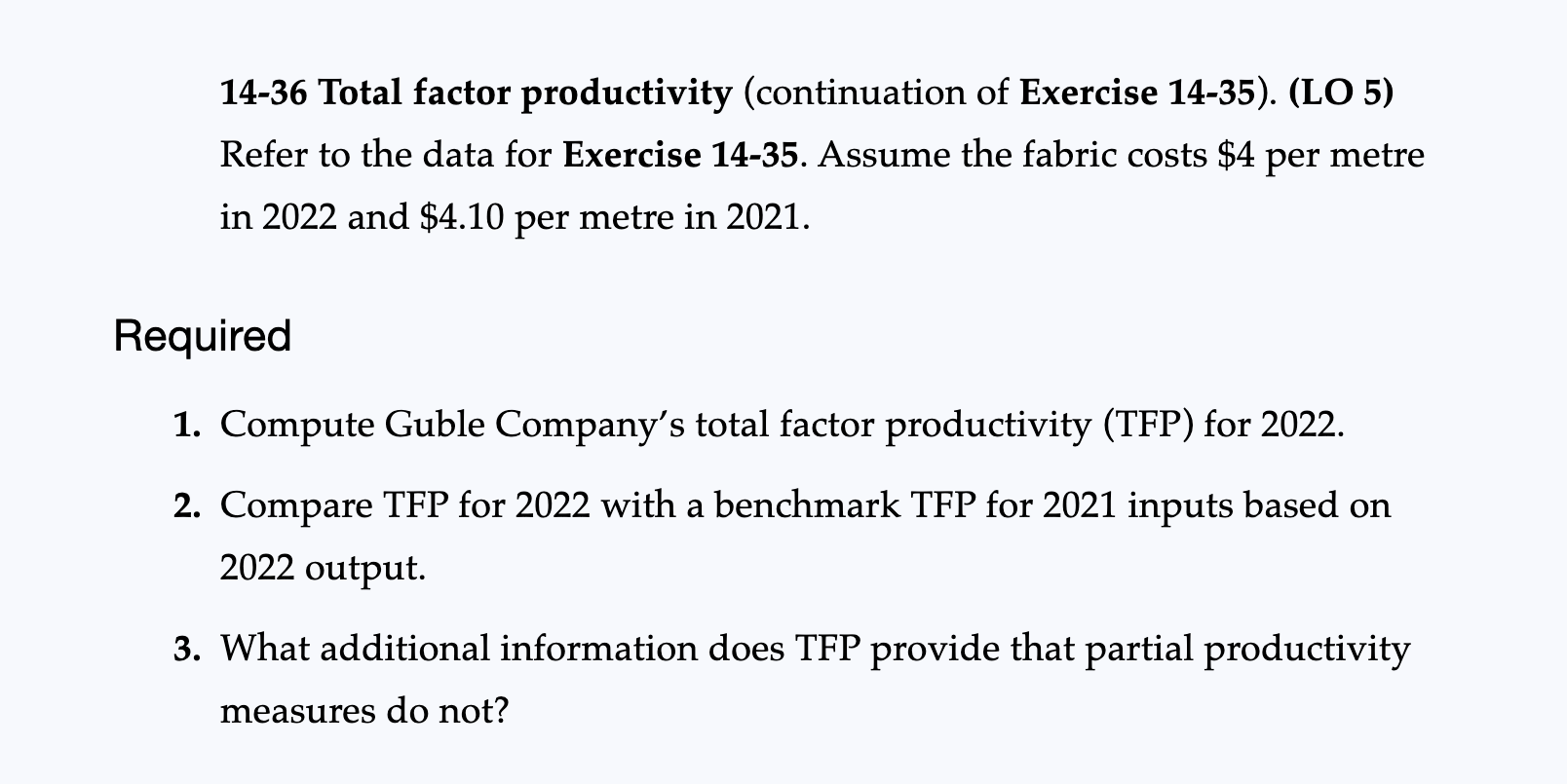 Solved 14-35 Partial productivity measurement. (LO 4) Guble | Chegg.com