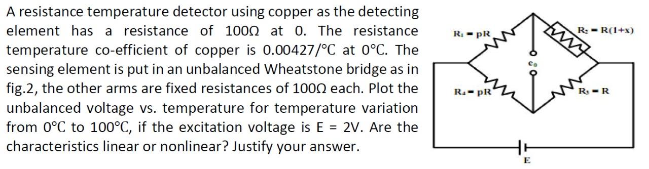 Solved A resistance temperature detector using copper as the | Chegg.com