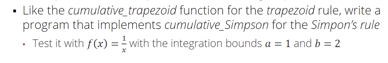 Solved · Like the cumulative_trapezoid function for the | Chegg.com