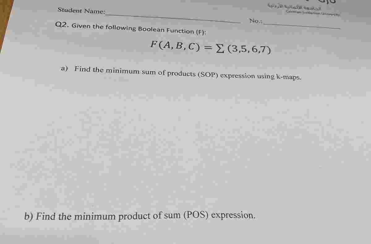 Solved a) ﻿Find the minimum sum of products (SOP) | Chegg.com