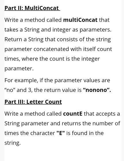 Solved It Has To Be Written As A Separate Java For Each Part 1483