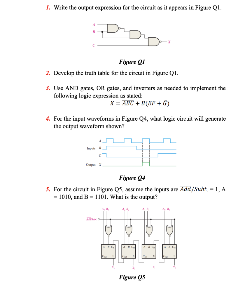 Solved 1. Write the output expression for the circuit as it | Chegg.com