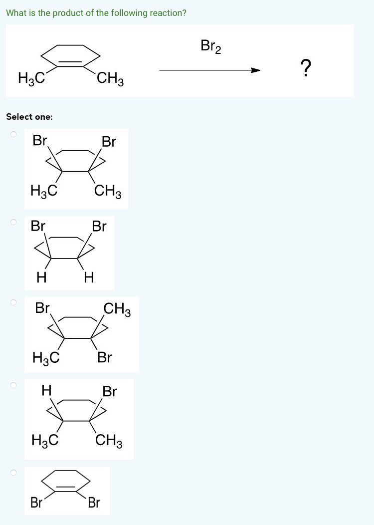 Solved What Is The Product Of The Following Reaction Select