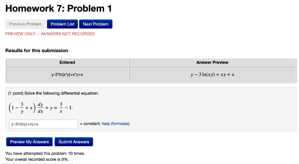 Solved Homework 7 Problem 1 Previous Problem Problem List