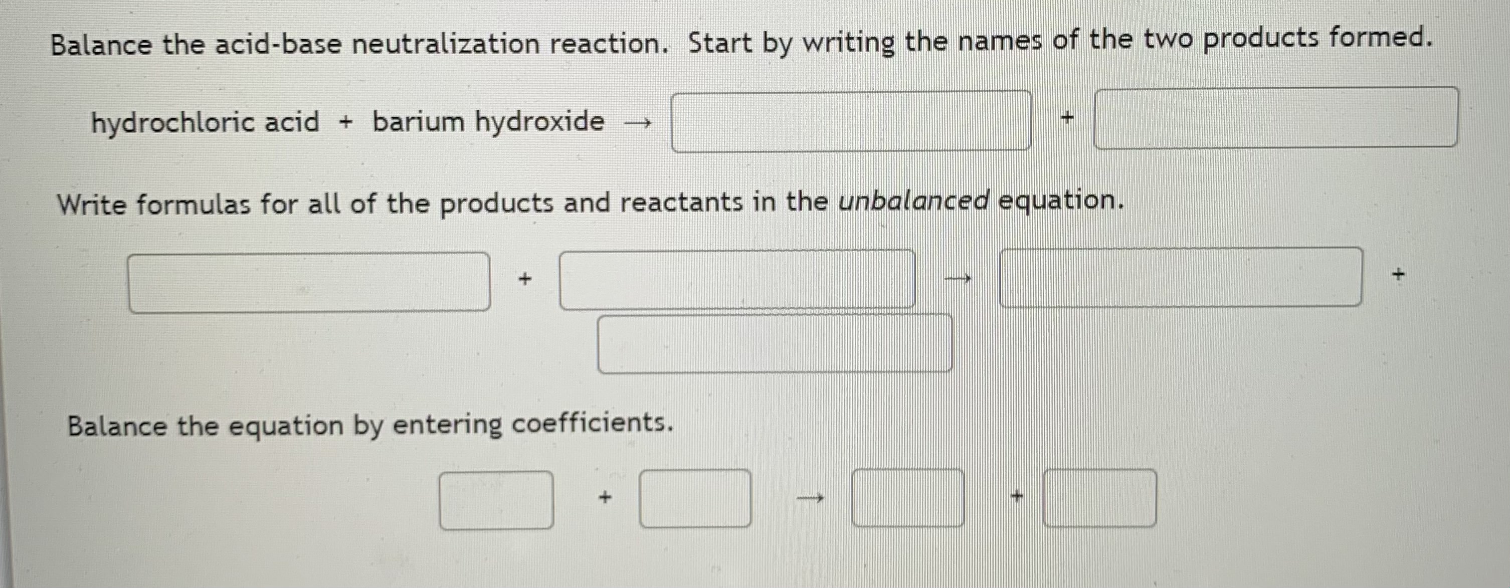 Solved Balance the acid-base neutralization reaction. Start | Chegg.com