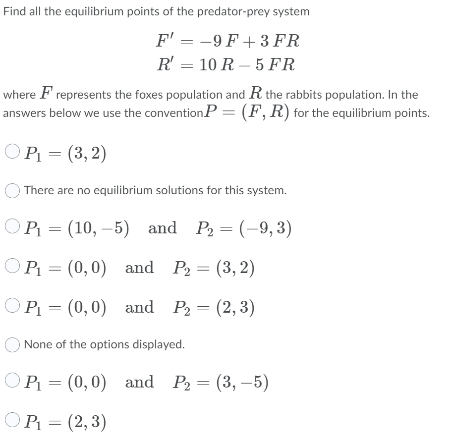 Solved Find all the equilibrium points of the predator-prey | Chegg.com