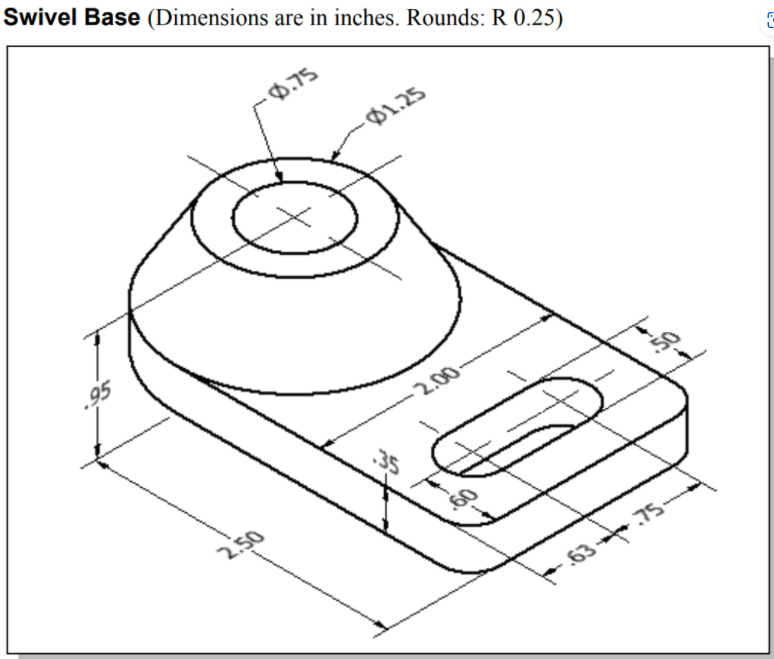 Solved Create an orthographic drawing with dimensions of the | Chegg.com