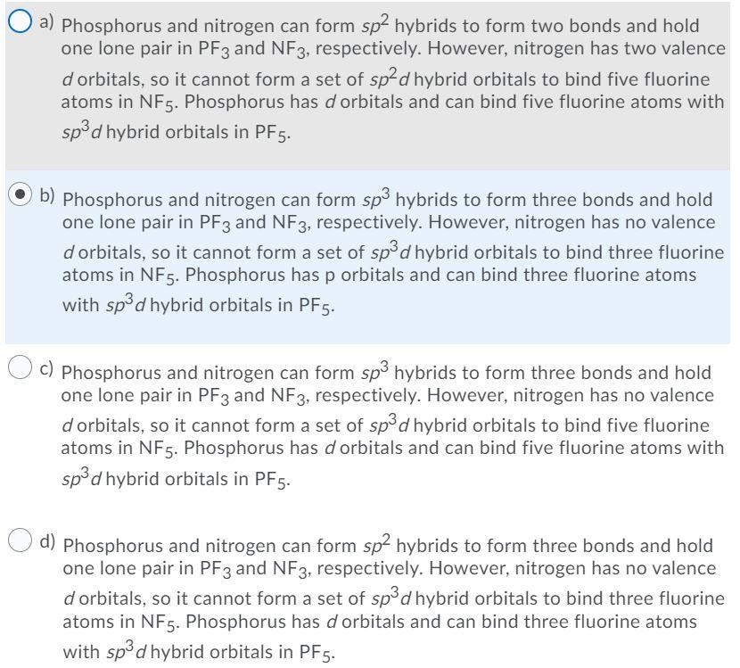 Solved Create Lewis structures for NF3 and PF5. On the basis | Chegg.com