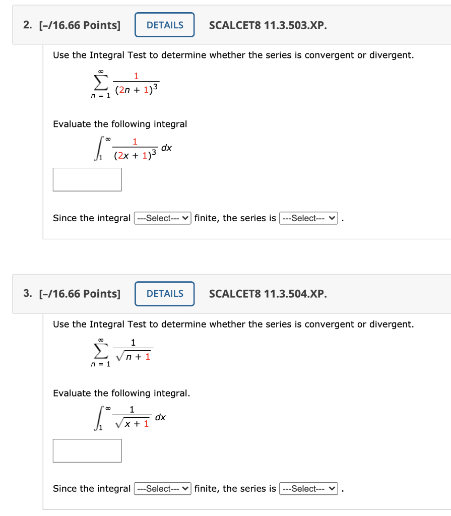 Solved 2. [-/16.66 Points] DETAILS SCALCET8 11.3.503.XP. Use | Chegg.com