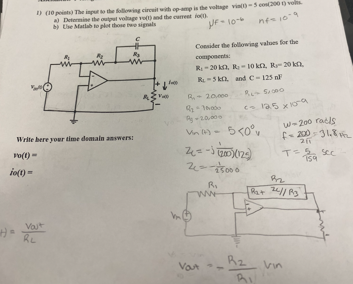 Solved 1) (10 points) The input to the following circuit | Chegg.com