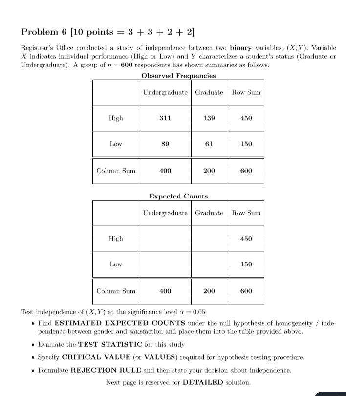 Solved Problem 6 (10 points :3 + 3 + 2 + 2] Registrar's | Chegg.com