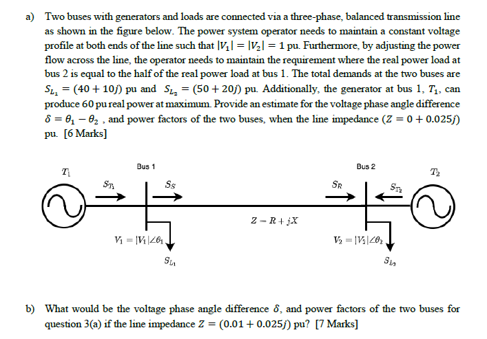 a) Two buses with generators and loads are connected | Chegg.com