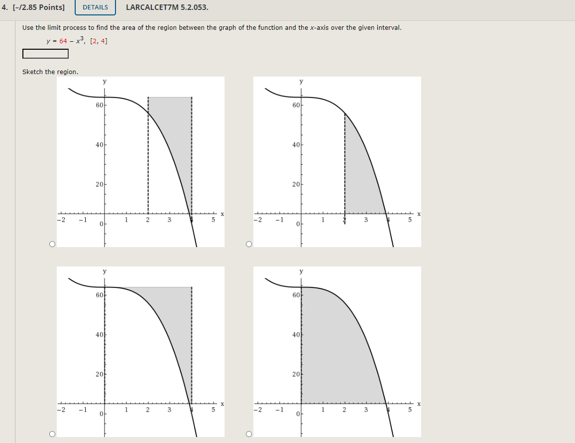 Solved Use the limit process to find the area of the region | Chegg.com
